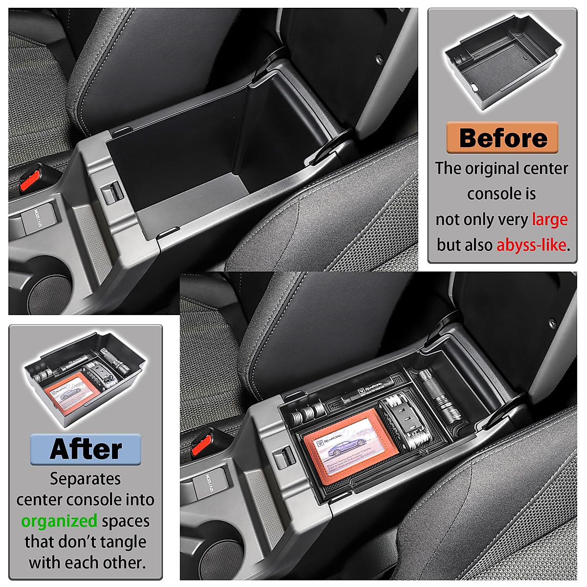 RUNROAD Center Console Organizer Compatible with Subaru Crosstrek 2023 2024 2025 & Impreza 2024 Accessories, Insert Secondary Storage Box Console Organizer Armrest Tray, Black