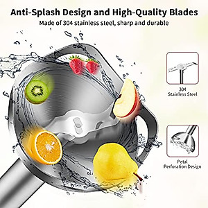 healthomse 3-In-1 Immersion Blender 800W 12-Speed Stainless Steel Hand Blender with Milk Frother, Egg Whisk, BPA-Free Materials for Soup, Smoothie, Baby Food (White)