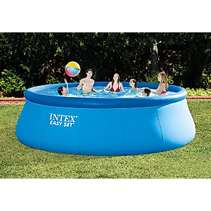Intex Above Ground Swimming Pool, Ladder with Pump and 15’ Pool Debris Cover