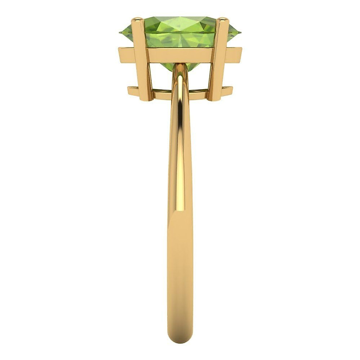 Clara Pucci 1.9ct Oval Cut Solitaire Genuine Vivid Green Peridot Proposal Bridal Designer Wedding Anniversary Ring 14k Yellow Gold