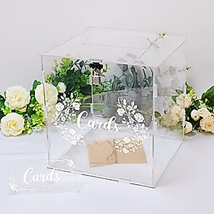 Wedding Card Box Acrylic Clear Card Boxes with Lock Gift Card Box Money Box Holder for Wedding Reception Anniversary Birthday Graduation Decorations