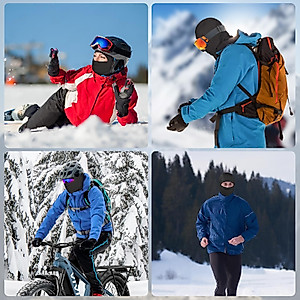 Black Ski Mask for Men Women Balaclava Face Mask Men Balaclava Ski Masks Beanie Full Face Mask Neck Gaiter Face Mask Winter Ski Gear Hat Fleece Balaclava Hood Neck Warmer Gator Ski Face Cover Covering