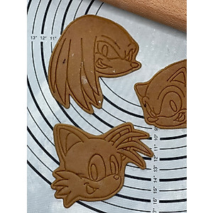 Set of 3 Sonic Knuckles the Echidna Miles Tails Prower Head Cookie Cutters & Molds Produced by 3D Kitchen Art