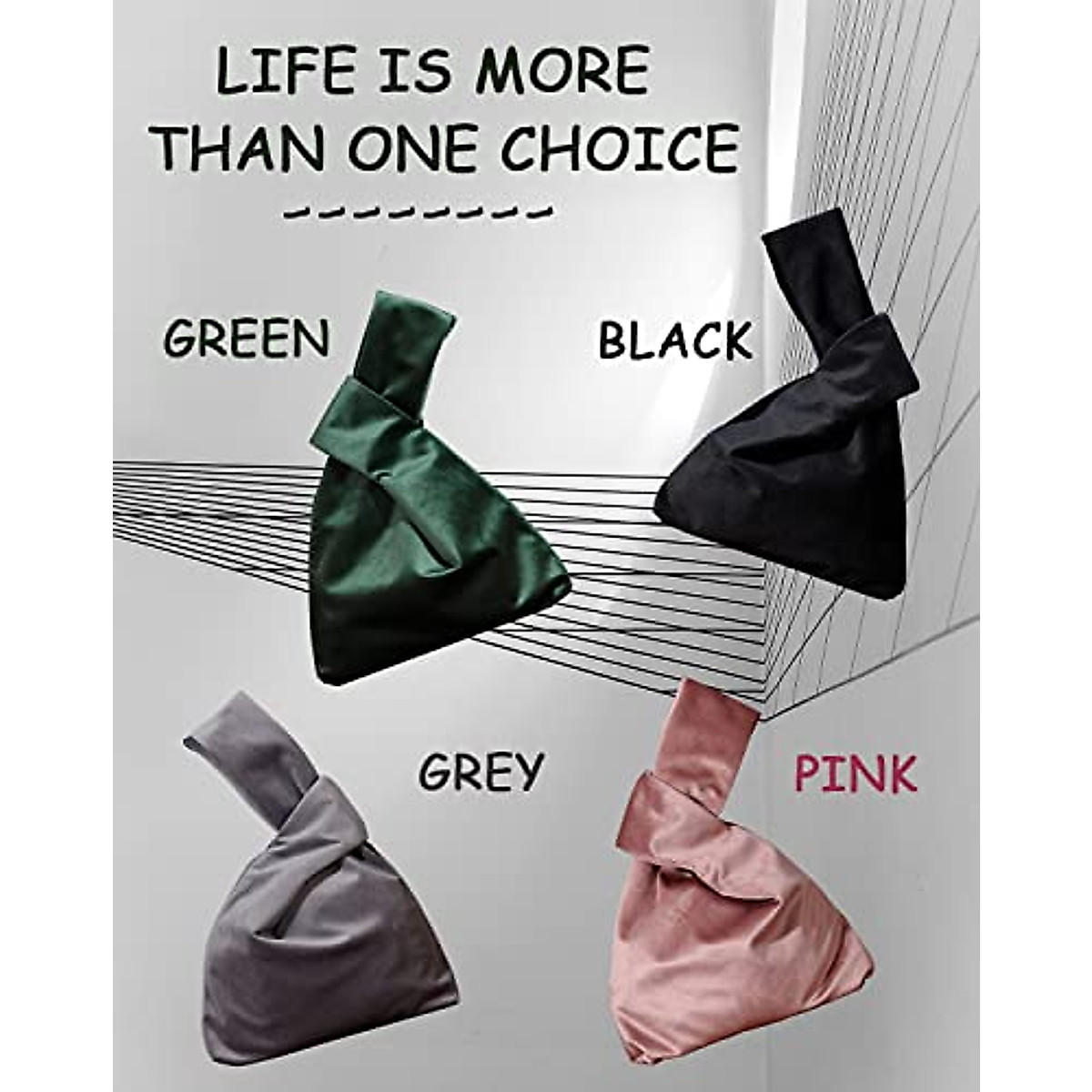 YuuTbiu Wrist Bag,Elegant Style Portable Purse,Velvet Black Knot Bag,Phone Wallet Gift for Women