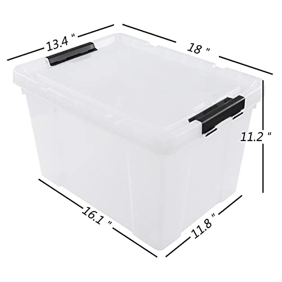 Afromy 4-Pack 35 Quart Plastic Storage Bins with Lid, Latching Stackable Utility Tote, Clear