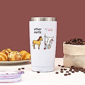 Crisky Funny Vacuum Insulated Tumbler for Aunt Birthday Gifts from Niece/Nephew-Unique Gifts for Aunt Birthday Christmas Thanksgiving, 20oz Unicorn Tumbler with Box, Lid