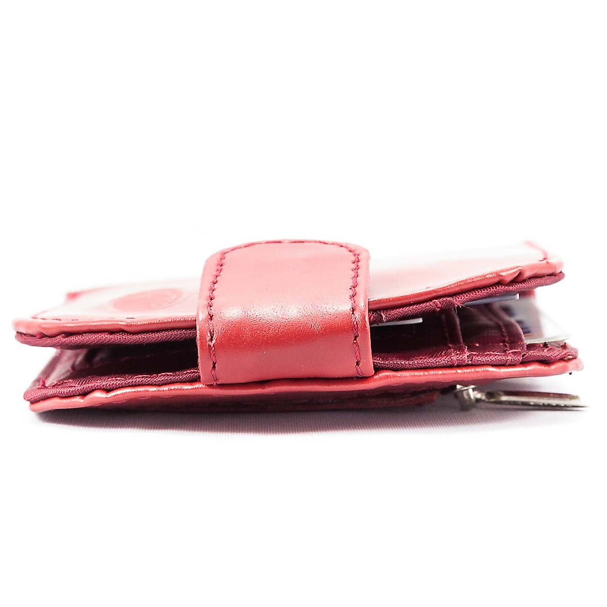 Big Skinny Women's Taxicat Leather Bi-Fold Slim Wallet, Holds Up to 25 Cards, Red