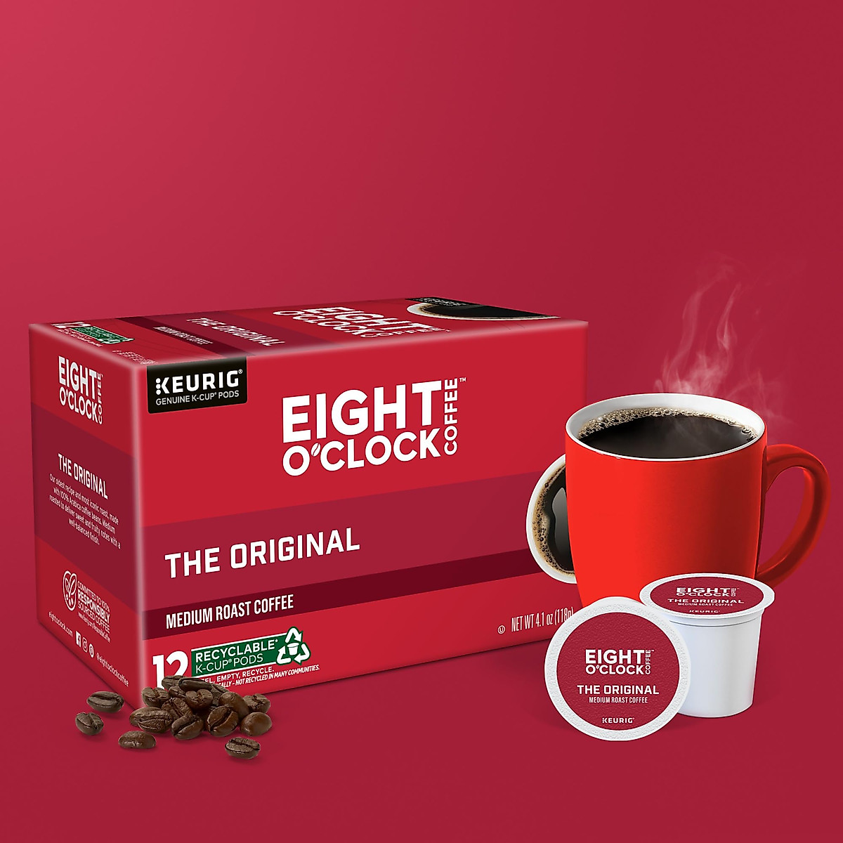 Eight O'Clock Coffee The Original, Single-Serve Keurig K-Cup Pods, Medium Roast Coffee Pods, 72 Count