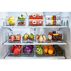 Spectrum Diversified Hexa in-Fridge Stackable Tall Bins for Storage, Organization, and Easy Access for Cans of Soda, Beer, Energy Drinks, Seltzer, and More, Large, Clear