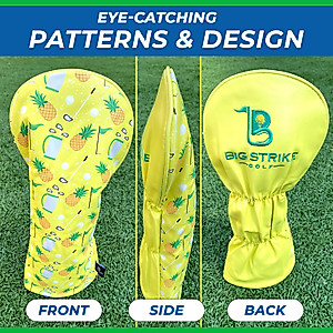 Big Strike Golf Club Cover - Synthetic Leather Headcover - Soft Velvet Lining - Golf Head Covers for Driver - Unique Golf Club Head Covers - Golf Accessories for Men and Woman