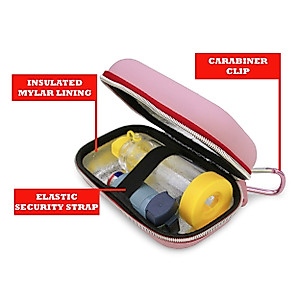CASEMATIX Pink Compact Insulated Asthma Inhaler Travel Bag Case Compatible with Chamber Inhaler Spacer, Masks and More - Does Not Fit Spacers Longer Than 6.25 inches, Includes CASE ONLY