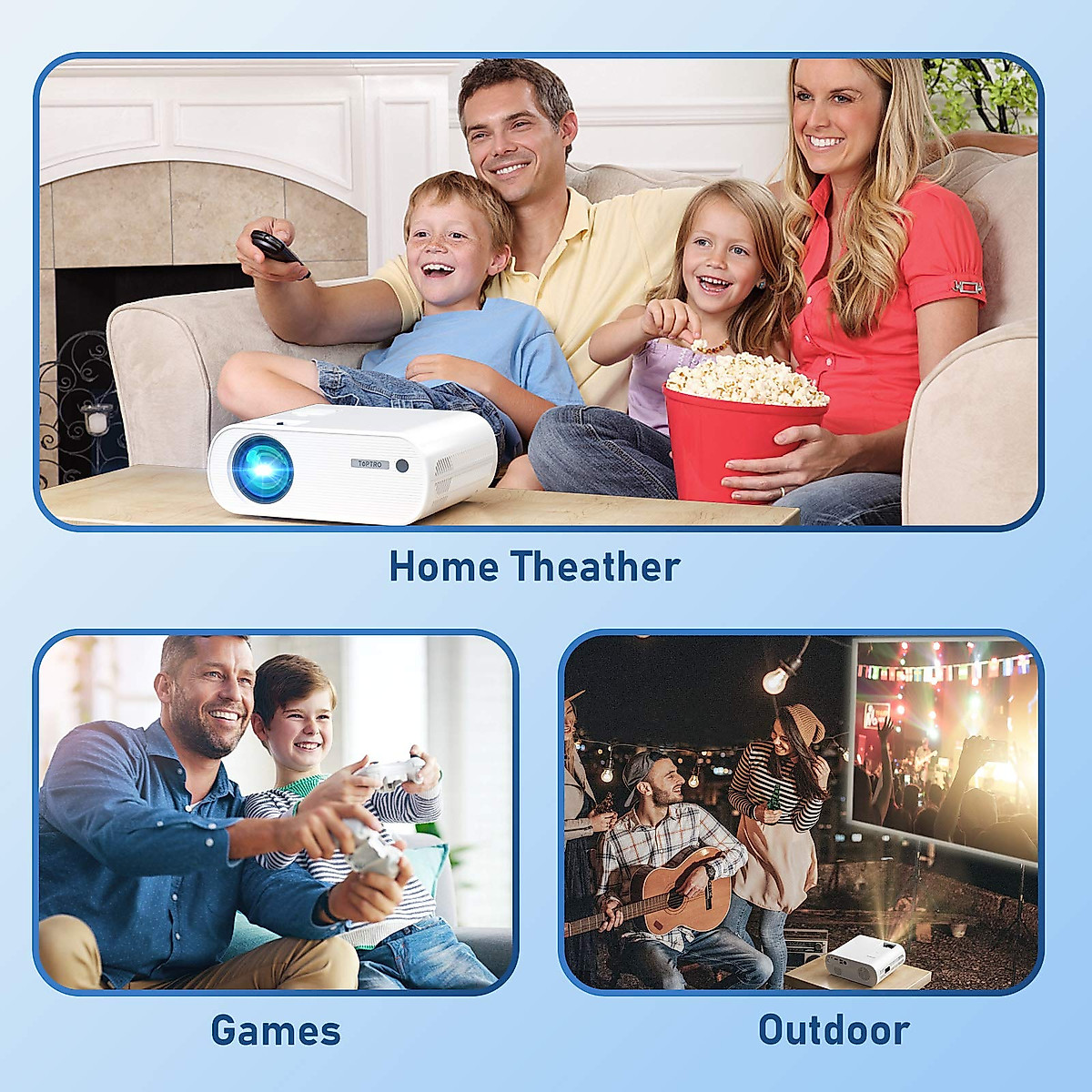 Projector, TOPTRO Projector with WiFi and Bluetooth, Full HD 7500 Lumen Support 1080P, Mini Projector with Carrying Case, Compatible with TV Stick, HDMI, SD, AV, VGA, USB, PS4, X-Box, iOS / Android