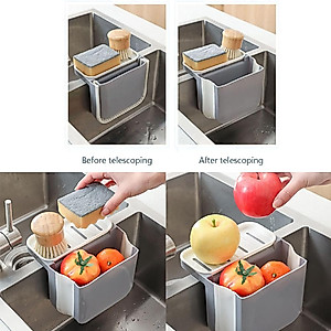 RhAny Dry and Wet Separation Trash Can，Telescopic Sink Drain Basket,Small Suction Cup Trash Can (2PCS-D)