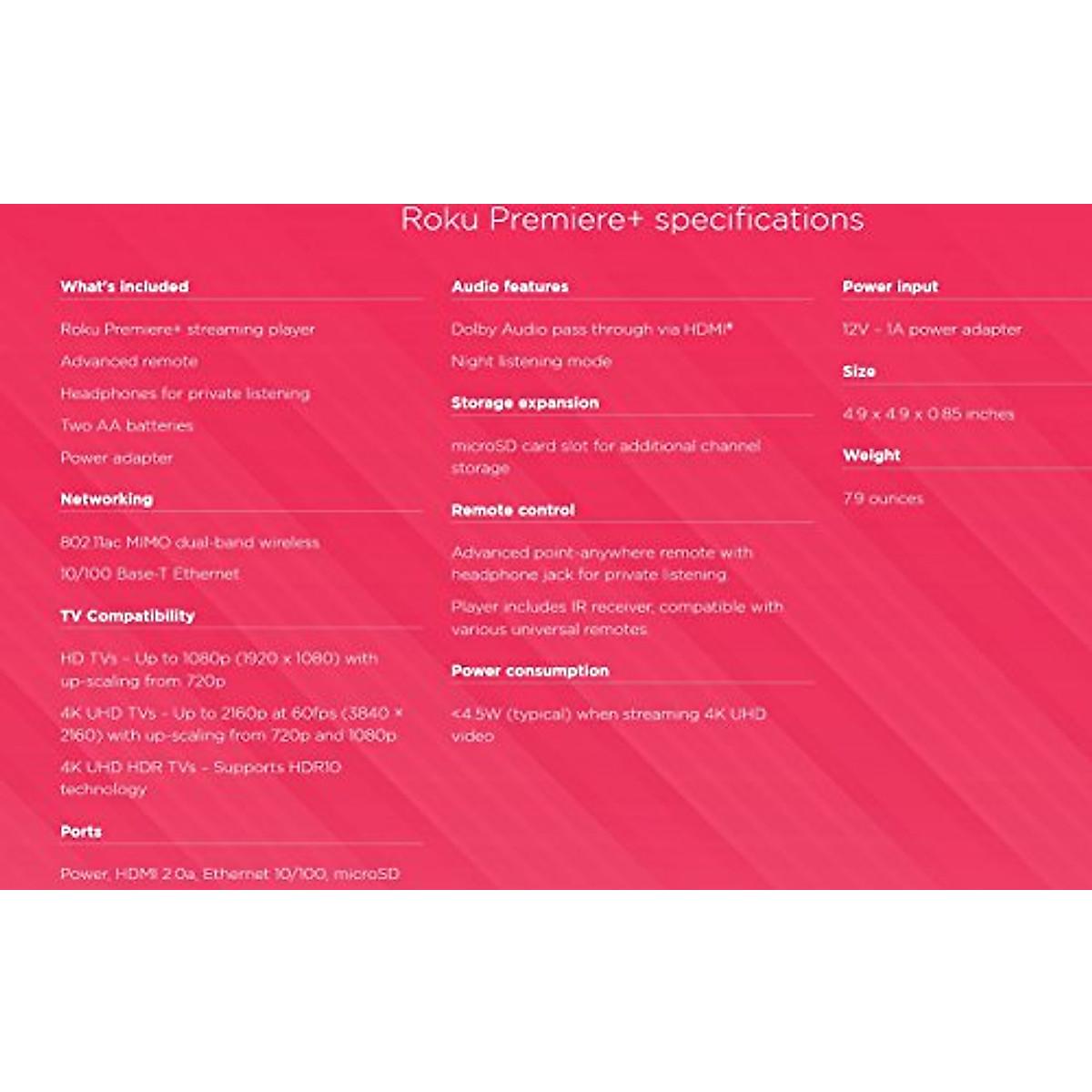 Roku Premiere - HD and 4K UHD Streaming Media Player with HDR