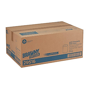 Georgia-Pacific Brawny Professional A300 Disposable Shop Towel Roll Refill 29516, White, 220 Linear Feet per Roll, 6 Rolls per Case