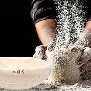 Handmade 9 Inch Bread Banneton Proofing Basket Round, Baking Bowl Dough Gifts for Professional and Home Backers, Proving Baskets for Sourdough with Linen Liner Cloth and User Guide