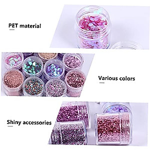 Nail Decor 12 Boxes Environmental Protection pet Crafts Set Bottled Accessories Applique Small Gradient Sequins Suite Sequins Ultra Thin Nail Polish Flash Sequins for Crafts Decore