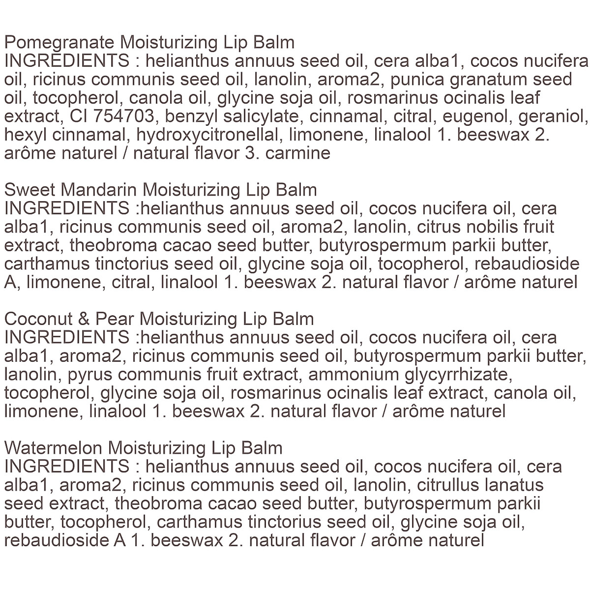 Burt's Bees Gifts, 4 Lip Balm Products, Just Picked Set - Pomegranate, Sweet Mandarin, Coconut Pear & Watermelon (4 Pack)