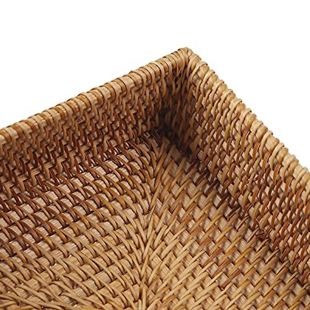 Rattan Napkin Holder Square, 7.5" x 7.5" x 2.5", Wicker Napkin Tray, Woven Guest Towel Holder for Restaurant/Kitchen/Bathroom