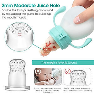 NCVI Baby Fruit Feeder | Fresh Food Pacifier | Silicone Teething Relief Toy, Appetite Stimulation for Feeding, BPA Free, 6 Replacement Nipple, 2Pack (Bear&Rabbit)