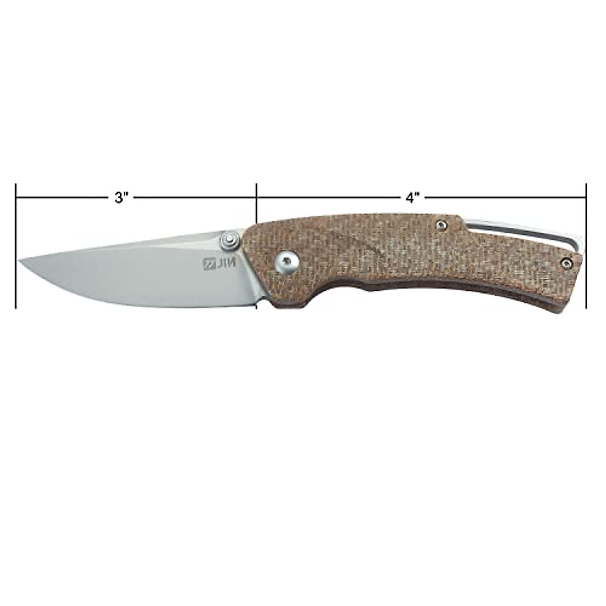 JIN D2 Folding Knife Mens Pocket Knife, EDC Knives with Liner Lock Ball Bearing Flipper Knife, Micarta Handle