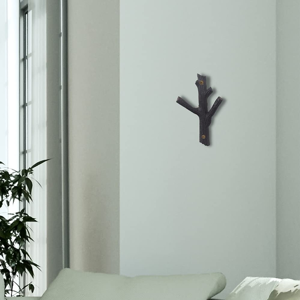 Comfy Hour Antique and Vintage Collection Cast Iron Double Key Coat Hooks Clothes Rack Wall Hanger - Branch, Heavy Duty, Recycled