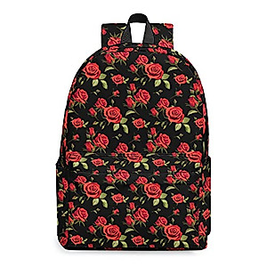 Rose School Backpack Lightweight Cute Kids Backpack Classic Bookbag Cool Daypack for Teen High School Student, 17 Inch