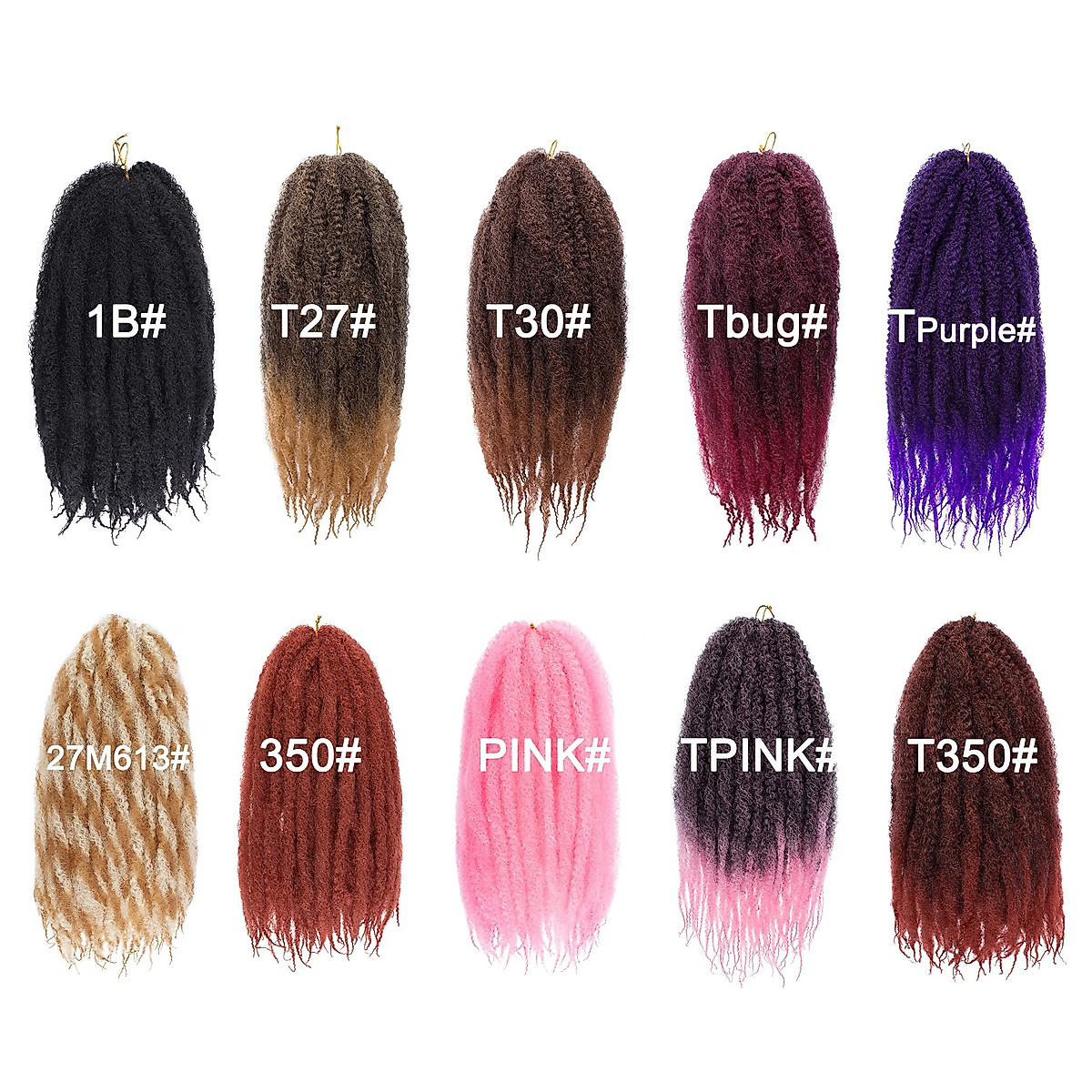 ZRQ 8 Packs Marley Hair Crochet Braids,24 Inch Afro Kinky Marley Braiding Hair, Synthetic Curly Twist Marley Hair, Long Springy Afro Twist Hair Extensions (1B#,8 Packs)