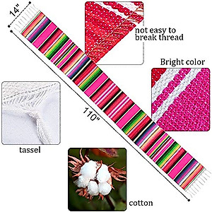 Habbi Mexican Table Runner 4Pack 14 x 110 Inches Large Mexican Theme Party Decoration for Cinco de Mayo Fiesta Party Serape Table Runner Red and Blue