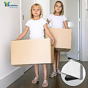Bundaloo Door Stopper Set - Pack of 4 Portable Black Flexible Jammer Wedges - Keeps Doors Open, No Sliding or Marking Floors or Carpets - Blocker for Hotel, Home, Office, Residential, Commercial Use