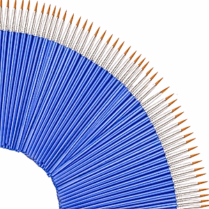 50 Pcs Pointed Round Brushes Set for Kids/Students/Starter/Teens/Children ，Detail Paint Brushes Bulk for Art Class Painting/Painting Party/Acrylic Oil Watercolor，Short Plastic Handle Paintbrushes