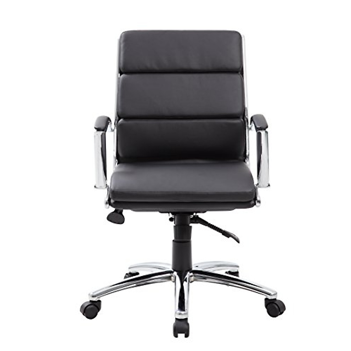 Boss Office Products Executive Mid Back CaressoftPlus Chair with Metal Chrome Finish in Black