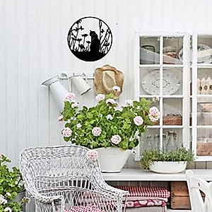 SwallowLiving Metal Black Cat Silhouette Decor 13.4”x13.4” Lazer Cut Wall Art Elegant Cat Lady Gifts Black Cat Decor for Cat Lovers Cat Wall Decor for Living room, Bedroom and Garden