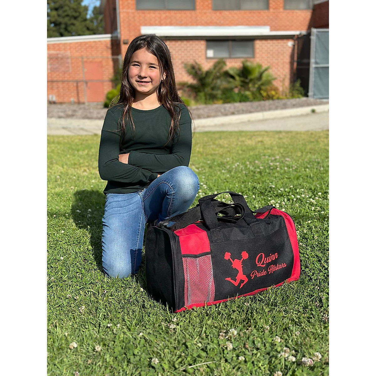 Personalized Kids 18 Inch Sport Duffel Bag With Custom Name & Text - Cheerleading