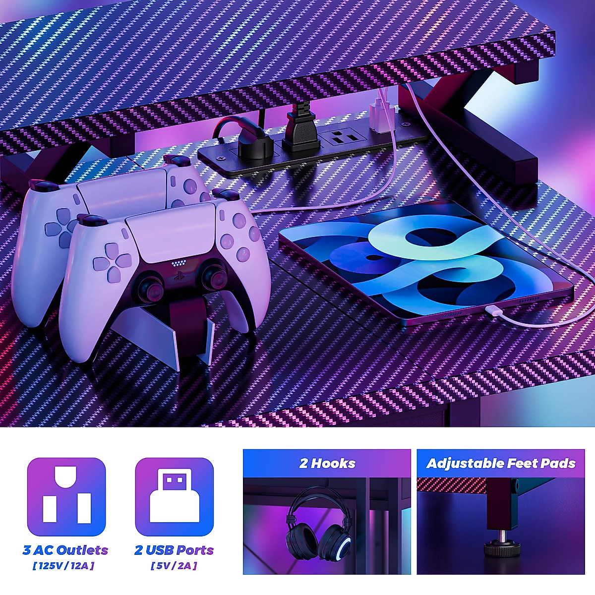 GIKPAL L-Shaped Desk Computer Corner Desk,54 inch Home Gaming Desk, Office Writing Workstation with Storage Shelves, Space-Saving, Rustic Brown