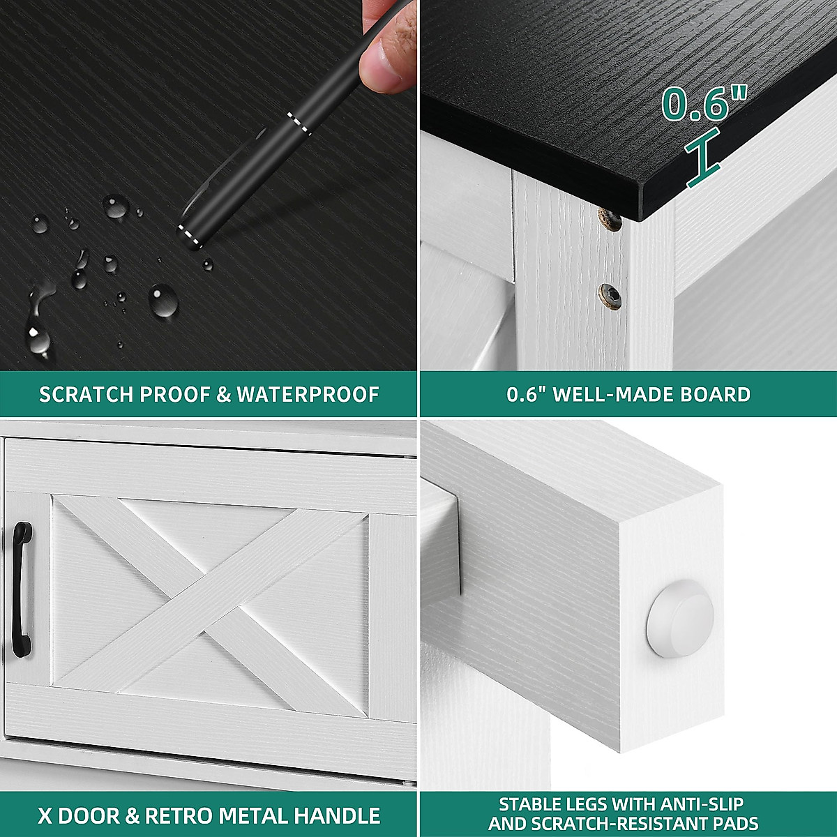 YITAHOME Farmhouse TV Stand for 75 65 Inch TV w/Power Outlets, LED Media Console with Storage Cabinets, Rustic Entertainment Center Table TV Cabinet for Living Room, 65'' Large TV Stand, Black/White