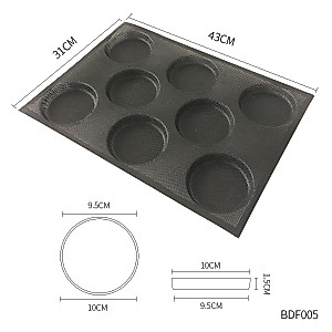 Bluedrop Silicone Hamburger Bread Forms Perforated Bakery Molds Non Stick Baking Sheets Fit Half Pan Size