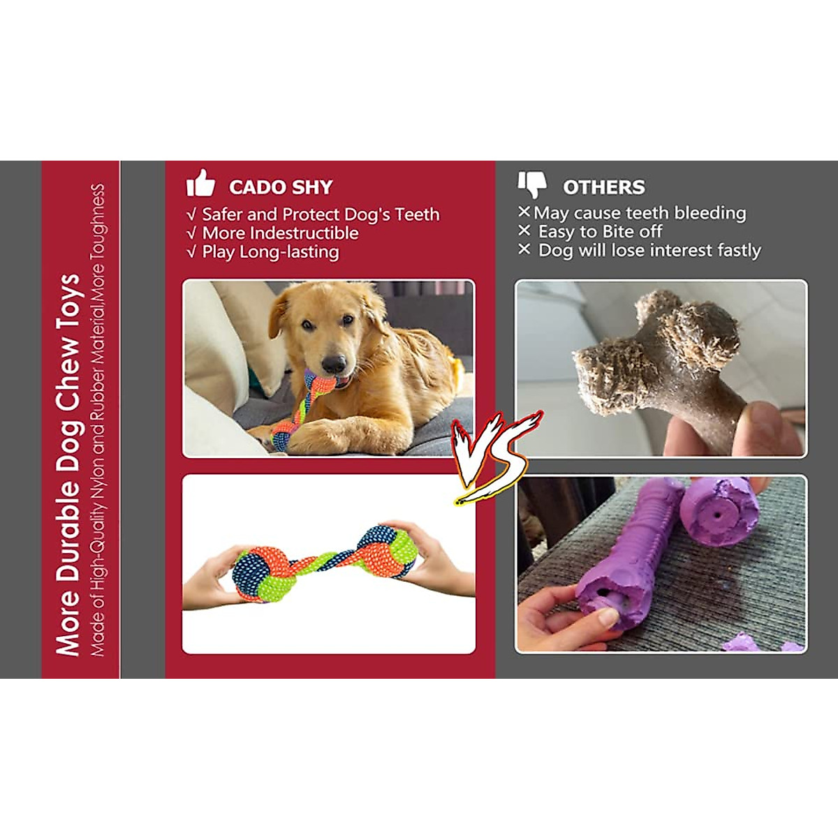 YOOCIZ Tough Dog Toys for Aggressive Chewers, Large Dog Toys with Larger Knot Rope Toys Interactive Dog Chew Toy for Small, Medium & Large Breed…