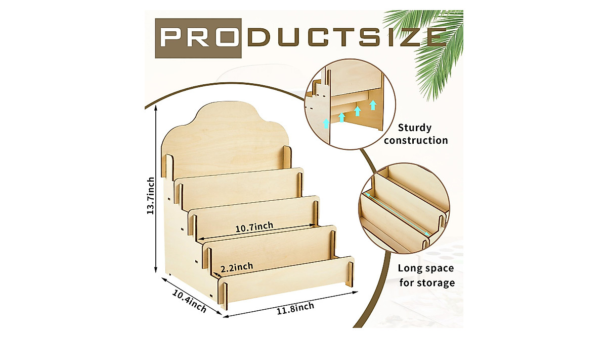 Portable Barydat Wooden Card Display Stand - 4 Tier Rack
