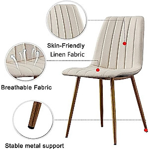UZUGUL Dining Chairs Set of 4,Modern Dining Room Chairs,Kitchen Chairs with Upholstered Cushion Seat and Metal Legs for Home Kitchen Restaurant (Light Beige)