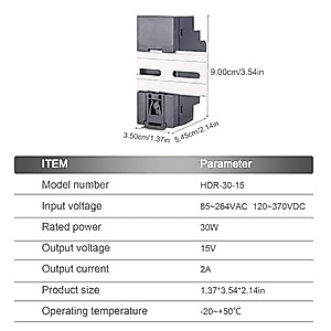 TorqCali HDR-30-15 30W DIN Rail Power Supply 15V Constant Current, Compact Design for Industrial Automation, Building Automation, and Process Control