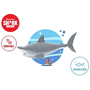 SHARK WEEK Discovery - Rescue Transport Truck Toy Playset for Kids, Includes Moving Toy Truck with Lights and Sounds, Great White Shark Tank, Hand Painted, Realistic, Eco Friendly, Officially Licensed