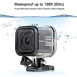 SOINSUN 60m Waterproof Dive Housing Case with Bracket Accessories for GoPro Hero 5 Session Hero 4 Session Hero Session Cameras