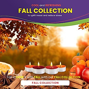 Fall Candles Scented Tea Lights Candles Gift Set - 64 pcs - Set of 16 Fall Scented Candles with 4 Autumn Fragrances - Pumpkin Spice with Nutmeg, Apple Cinnamon, Orange Clove and Autumn Leaves