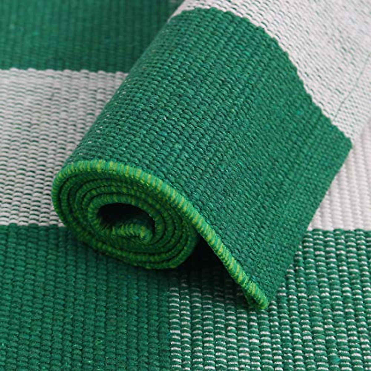 uxcell Buffalo Check Rug,Plaid Outdoor Rug,Layered Door Mat,Cotton Gingham Rugs,Floor Mat for Front Porch/Runner/Bedroom/Kitchen/Farmhouse 35"x24" Green & White