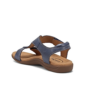 Taos The Show Premium Leather Women's Sandal - Experience Everyday Style, Comfort, Arch Support, Cooling Gel Padding and an Adjustable Fit for Exceptional Walking Comfort Dark Blue 8 (M) US
