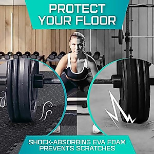 Yes4All interlocking Exercise Foam floor mats, for Gym Equipment – Eva Tiles (24 Square Feet – Black – 6 pcs)
