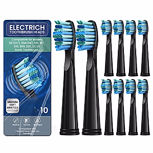 10 Pack Toothbrush Heads, Electric Toothbrush Replacement Heads Compatible with Fairywill Electric Toothbrush FW-507/508/515/551/917/959/2011/D1/D3/D7/D8 Fairy Will Black 10Pack