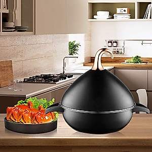 QIANMEI Ceramic Tagine Pot 3.5L Cast Iron Pot|Tagine Pot with Enameled Cast Stainless Steel Base|Easy to Clean|Without Lead Cooking Healthy Food