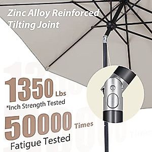 Tempera 9' Outdoor Market Patio Table Umbrella with Push Button Tilt and Crank,Large Sun Umbrella with Sturdy Pole&Fade resistant canopy,Easy to set,Beige